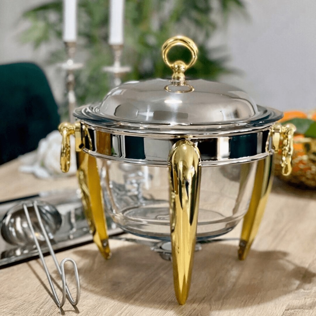 Soupière en Inox 18/10 et Verre avec couvert de 4 Litres - Dorée ...