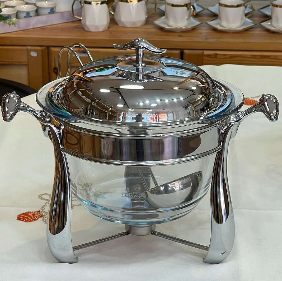 Soupière en Inox 18/10 et Verre avec couvert de 4 Litres - Silver ...