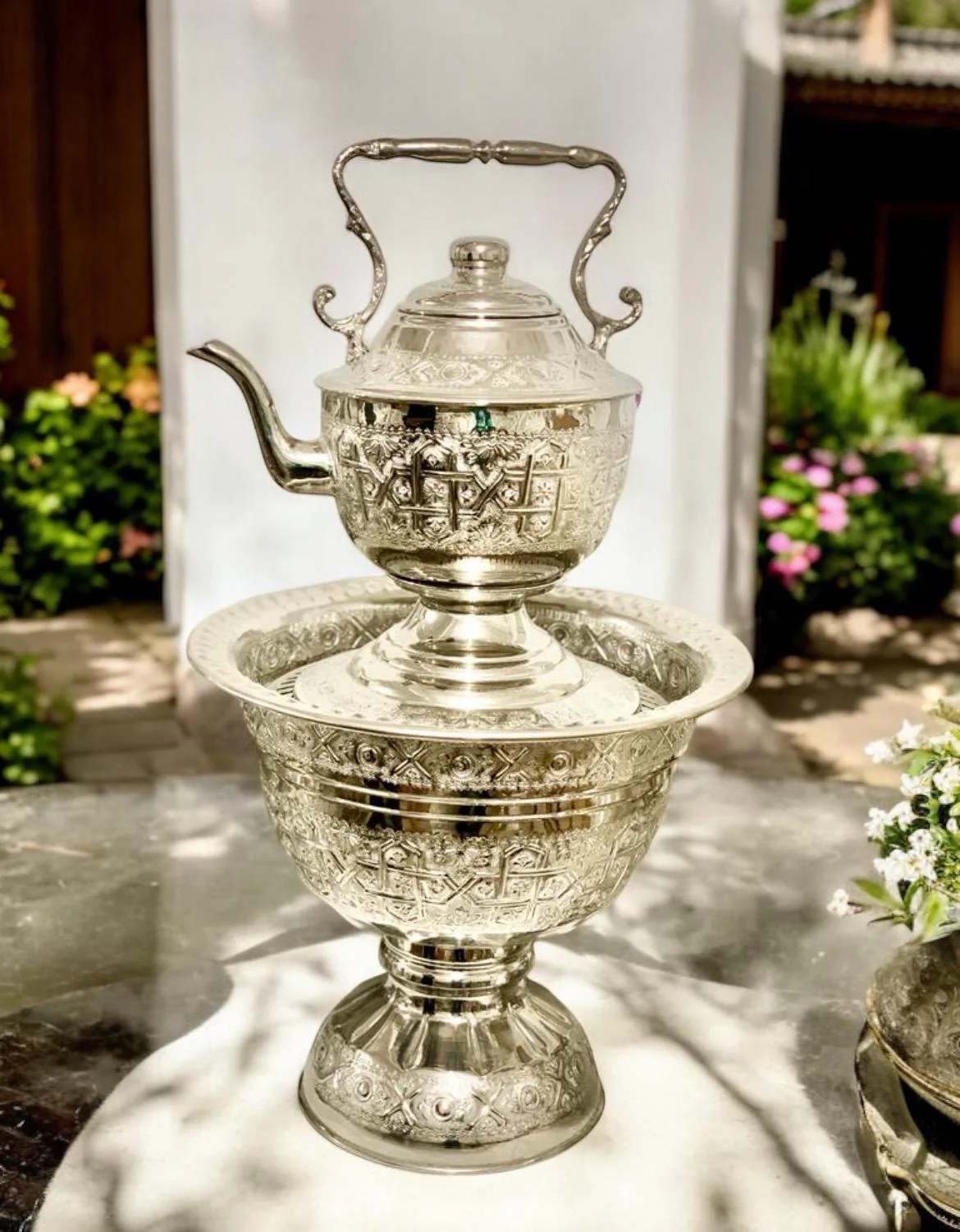 Chellal et Tasse artisanal de Fès pour Lavage des Mains - coucouMarket Maroc